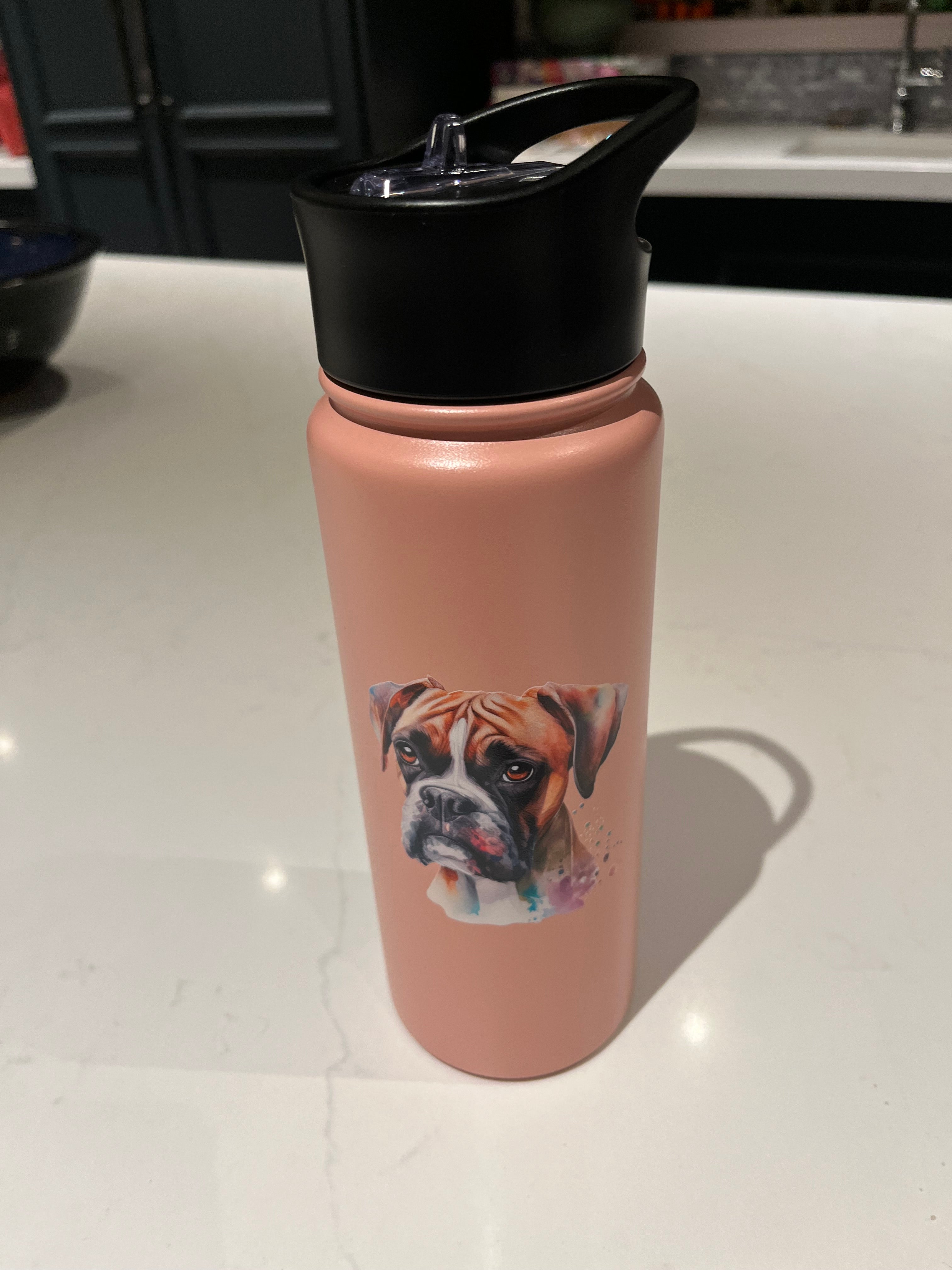 Pink fawn boxer 24oz stainless steel food grade water bottle custom ...