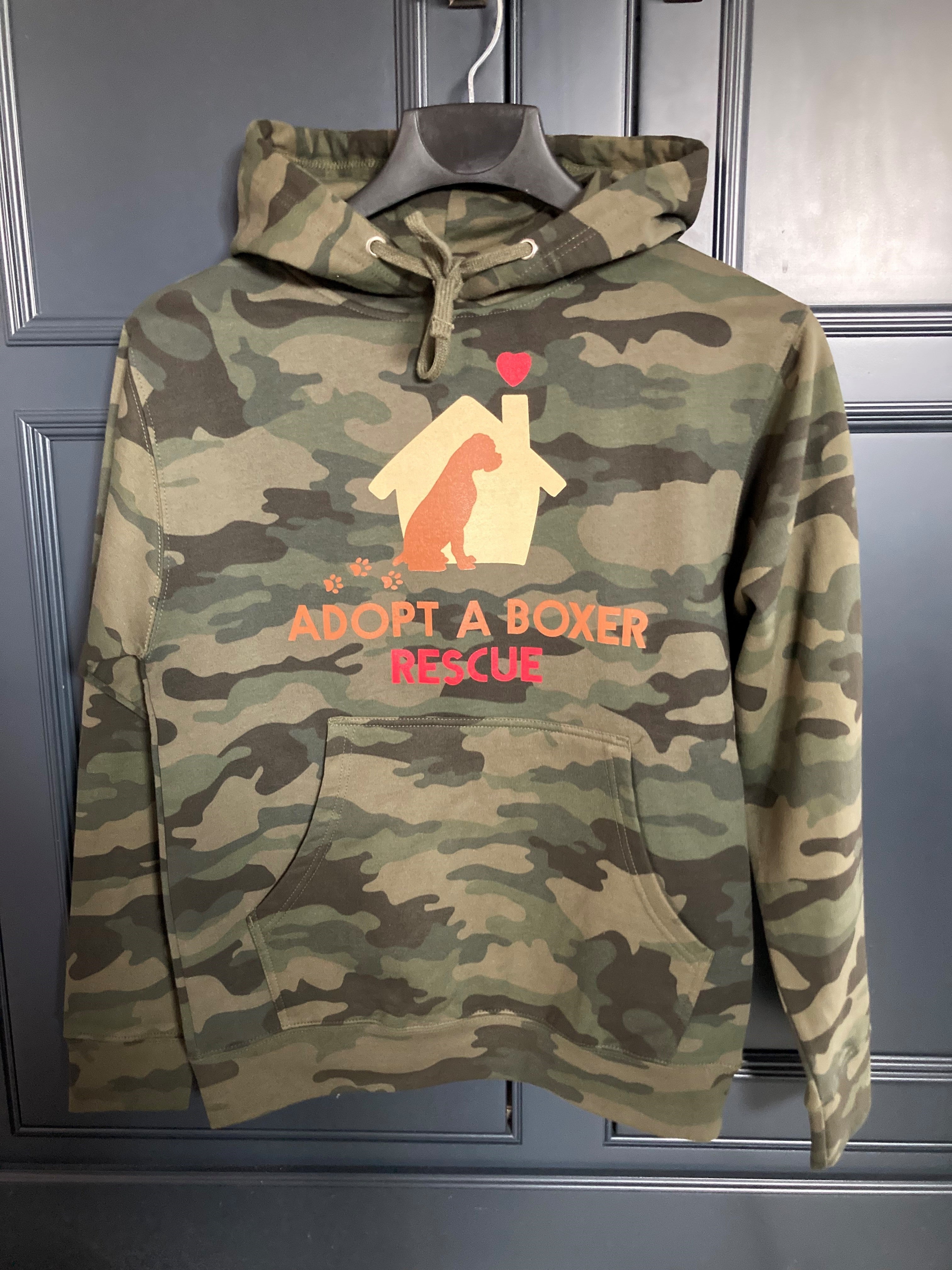 Logo Hoodie in Camo includes $11-$15 usps shipping – Adopt a Boxer Rescue